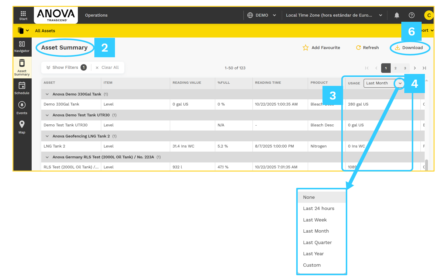 Transcend - Usage Export Feature – Anova Support
